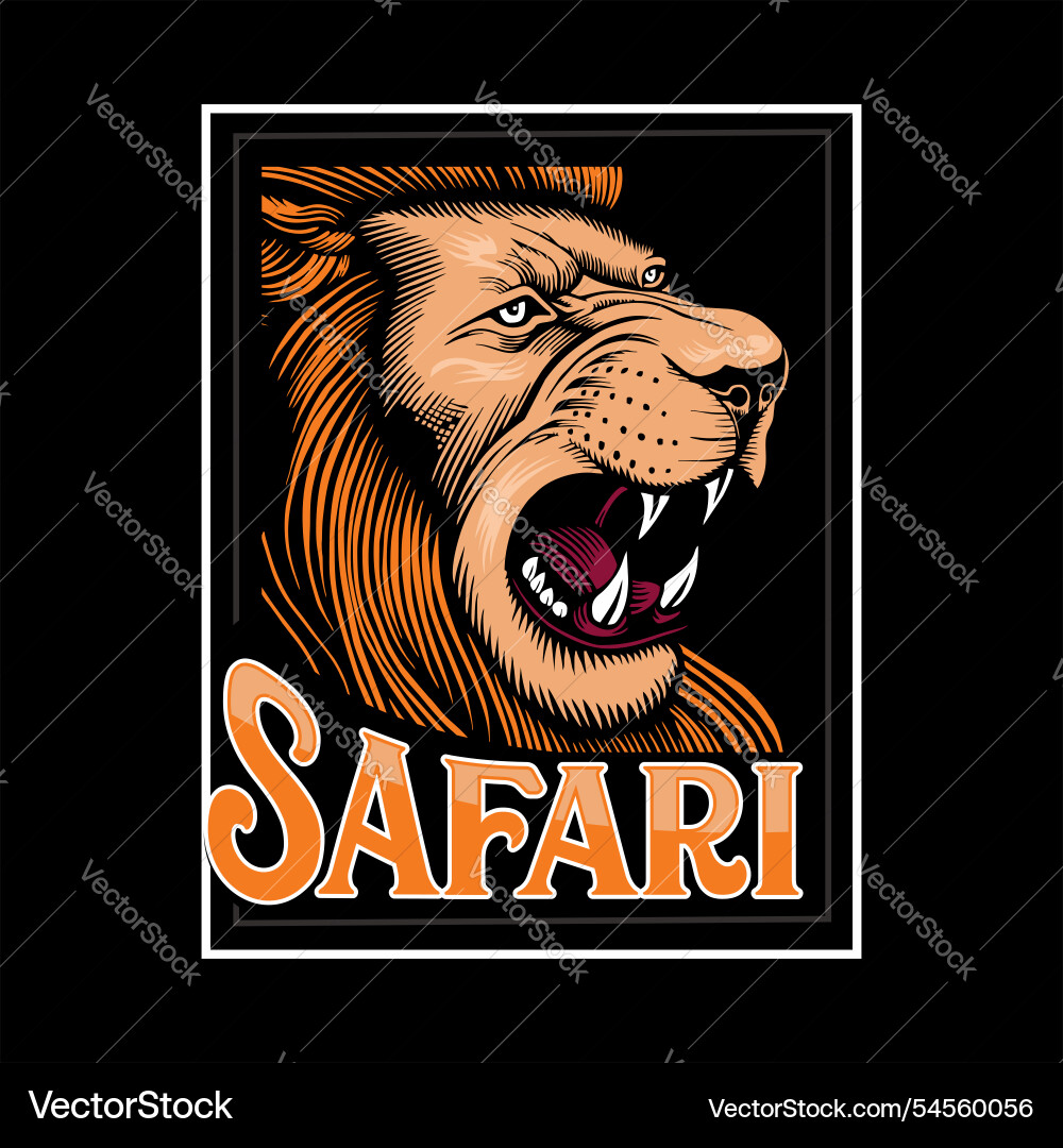 Safari logo features a lions head Royalty Free Vector Image