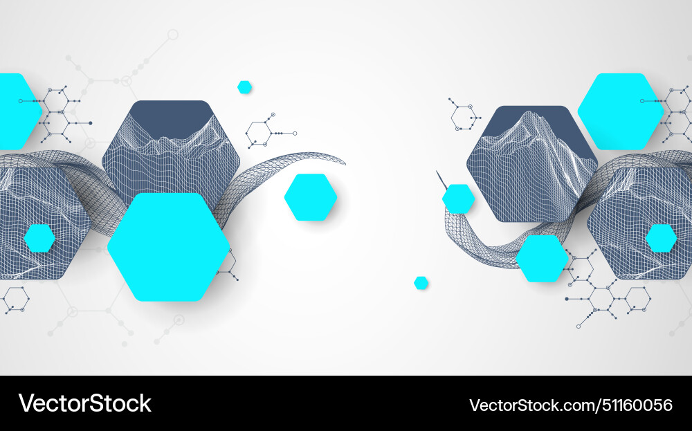 Scientific and technological background wireframe Vector Image