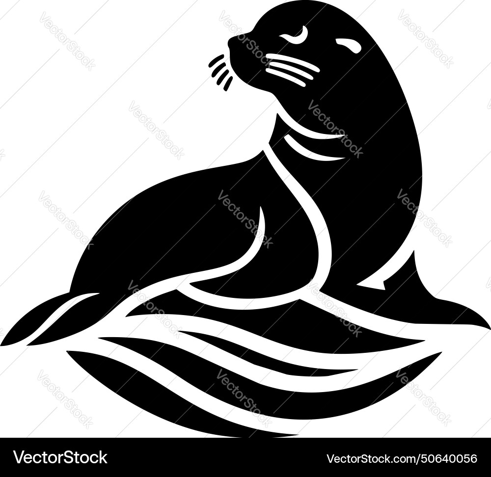 Seal on a wave Royalty Free Vector Image - VectorStock