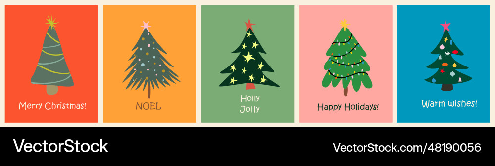Set of christmas card with abstract tree Vector Image