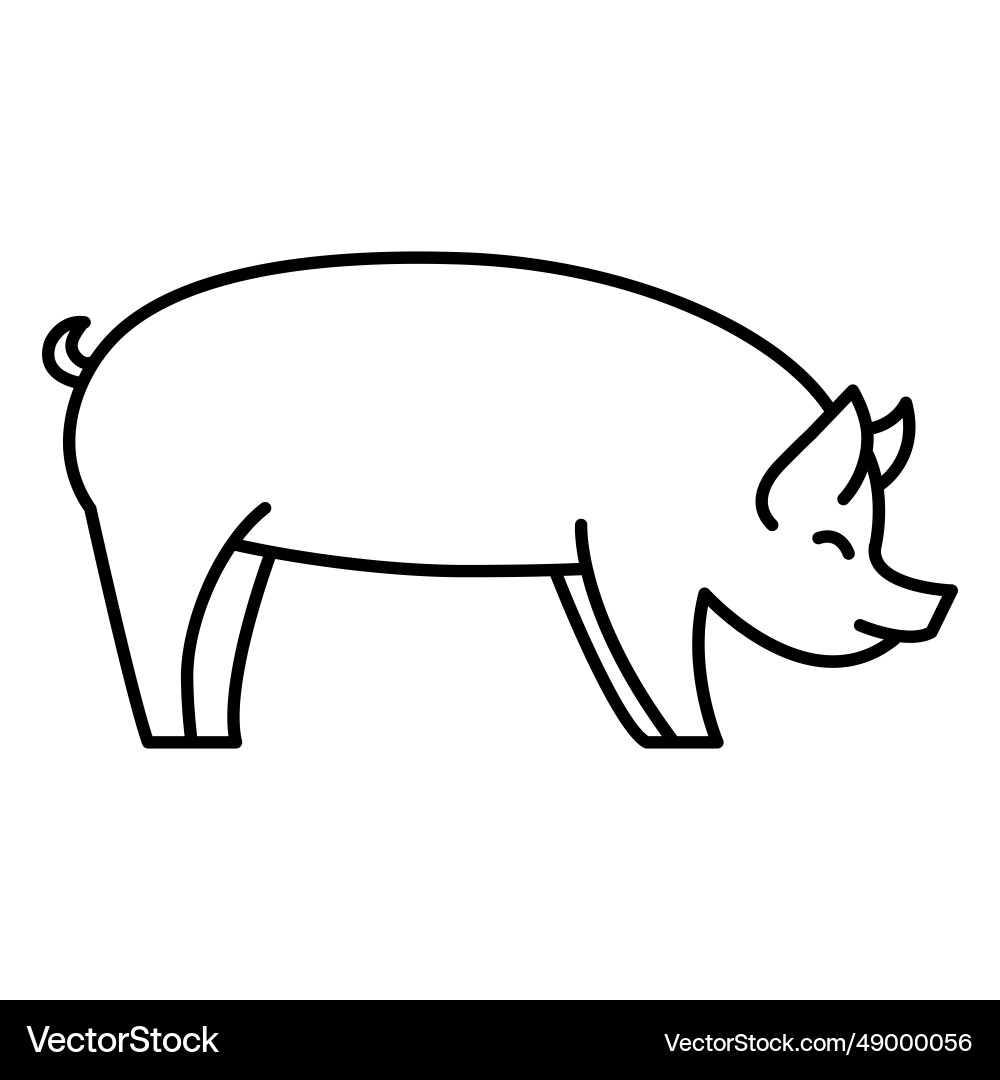 Sideways simple stroke pig Royalty Free Vector Image