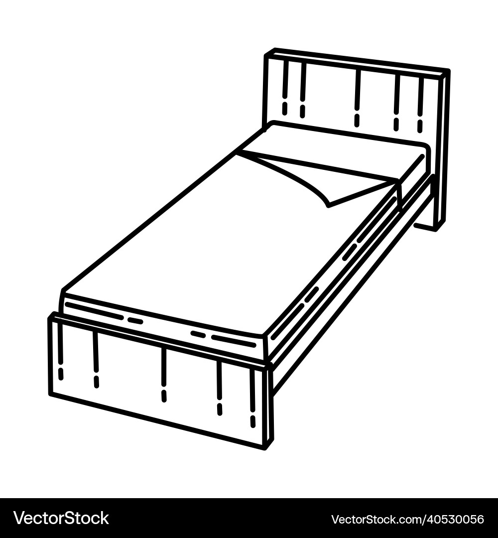 Single bed icon doodle hand drawn or outline Vector Image