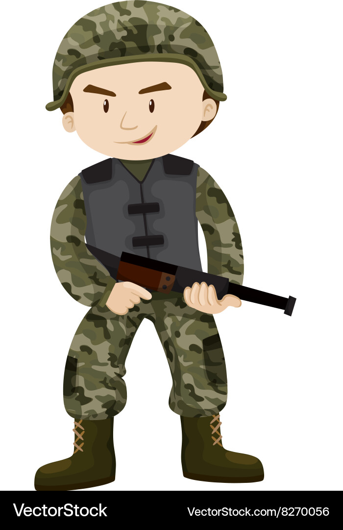 Soldier with rifle gun Royalty Free Vector Image