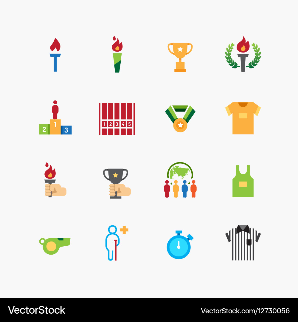 Sport icons color flat line design Royalty Free Vector Image