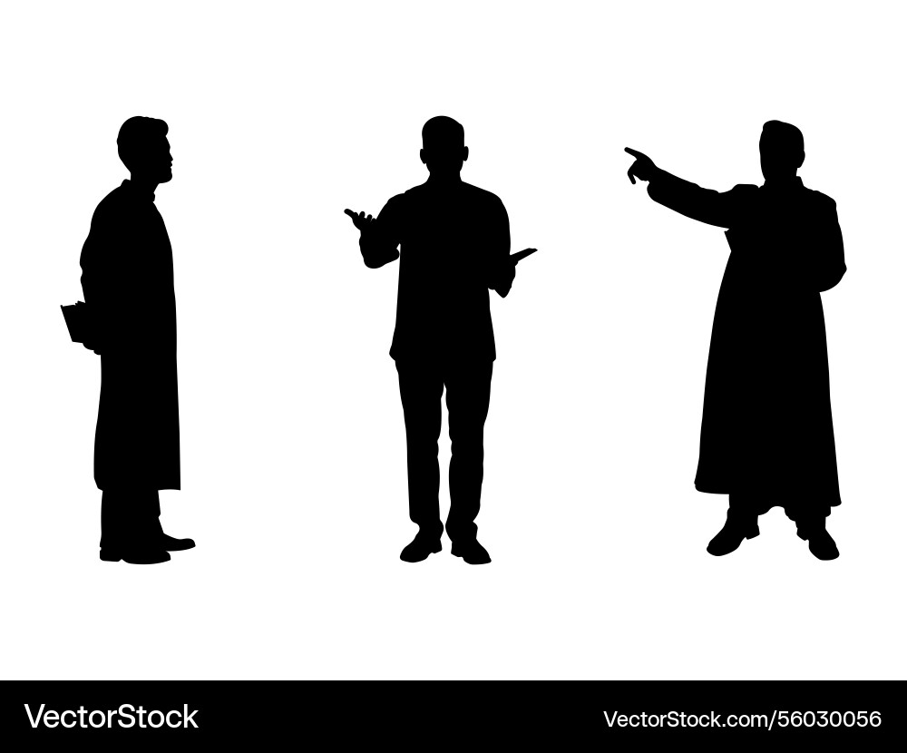 Three Pastor Silhouettes - Cross & Bible Vector Image