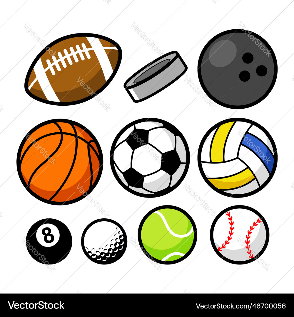 Various sports balls graphics Royalty Free Vector Image