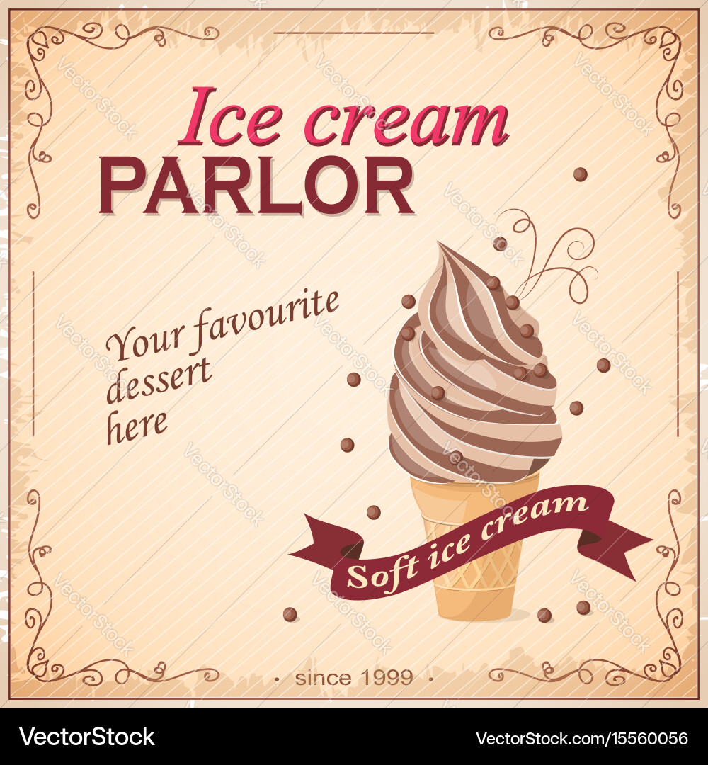 Vintage Ice Cream Parlor Banner Royalty Free Vector Image