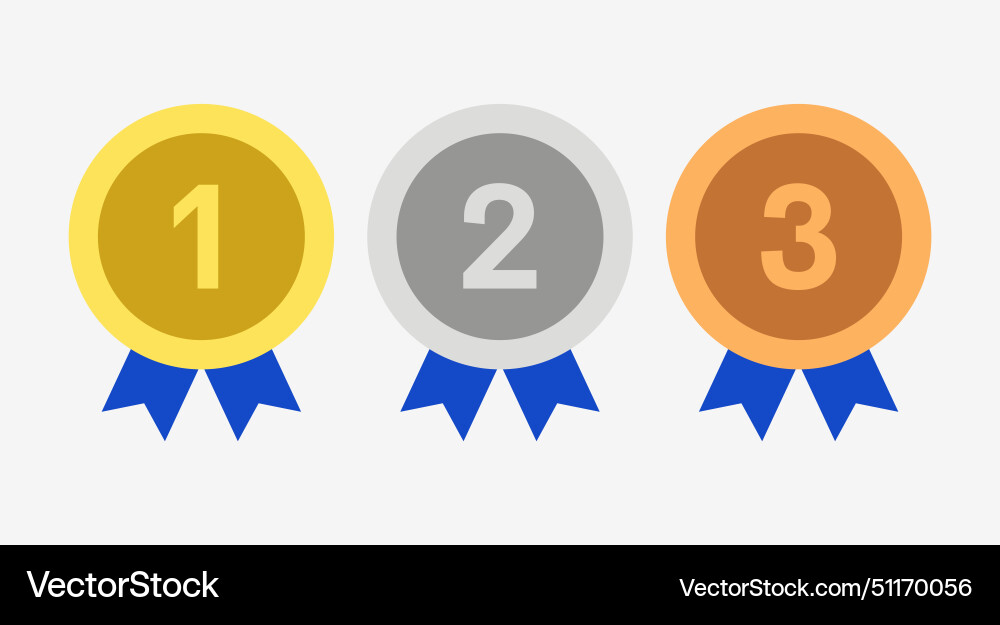 Winner gold silver bronze 1st 2nd 3rd medal first Vector Image