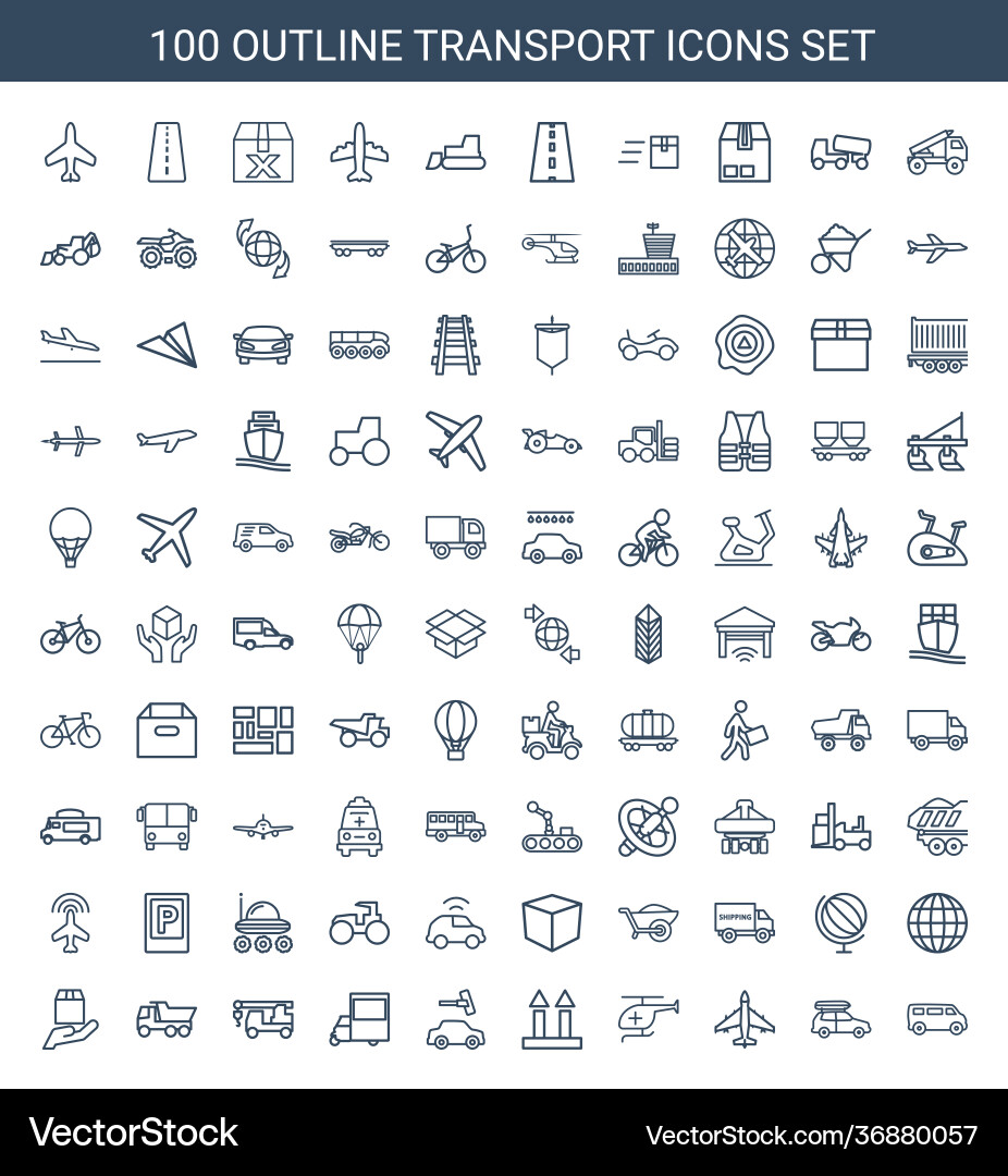 100 transport icons (36880057) – Free Vector | VectorStock