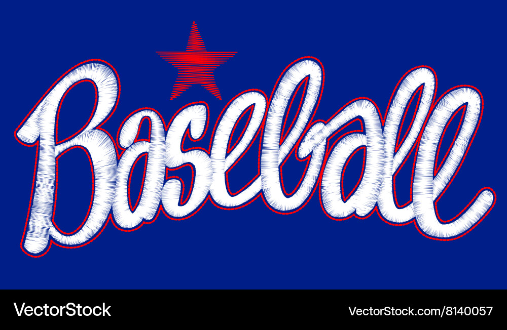 Baseball digitized machine embroidery script Vector Image