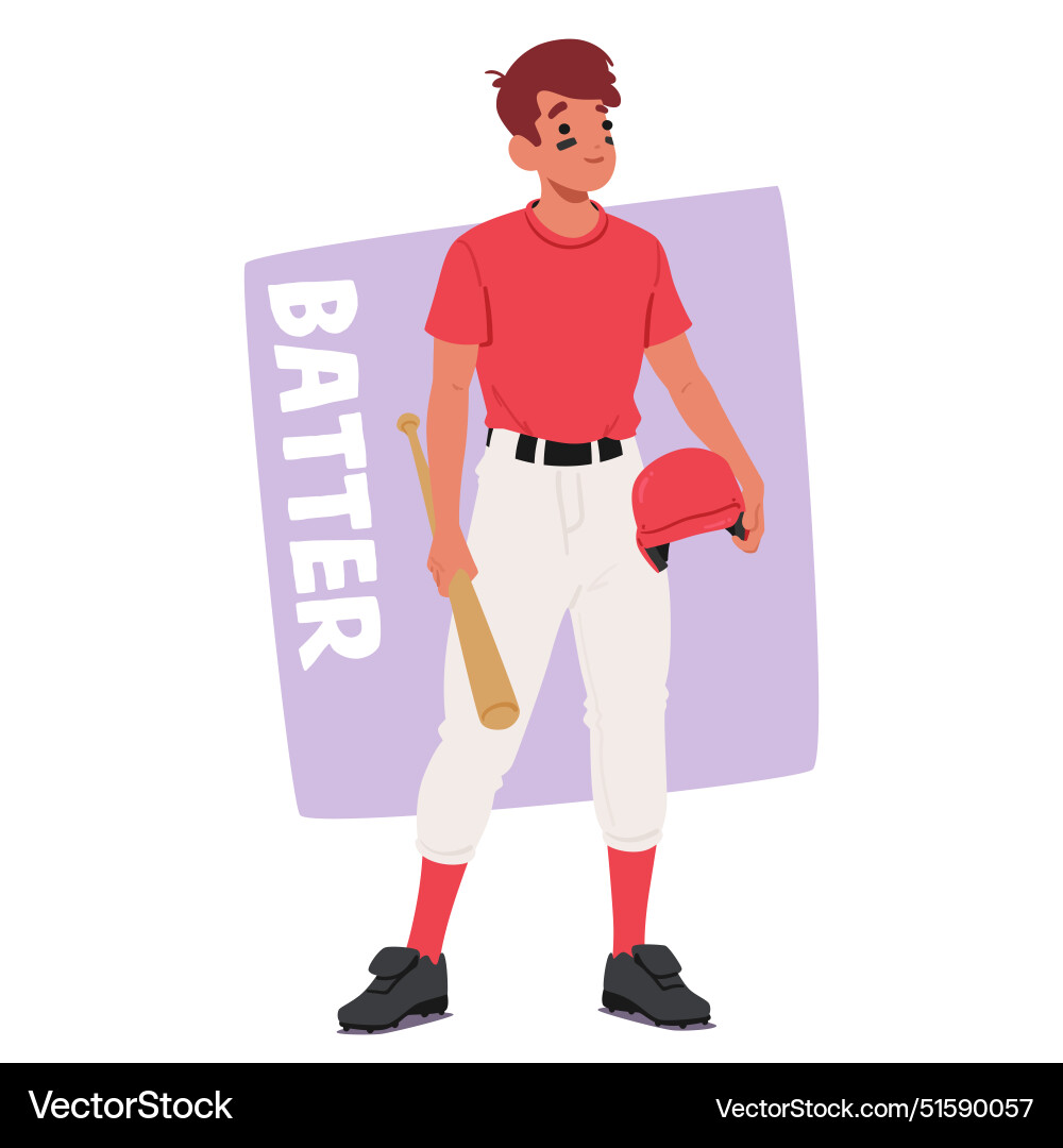 Baseball player batter character dressed in red Vector Image