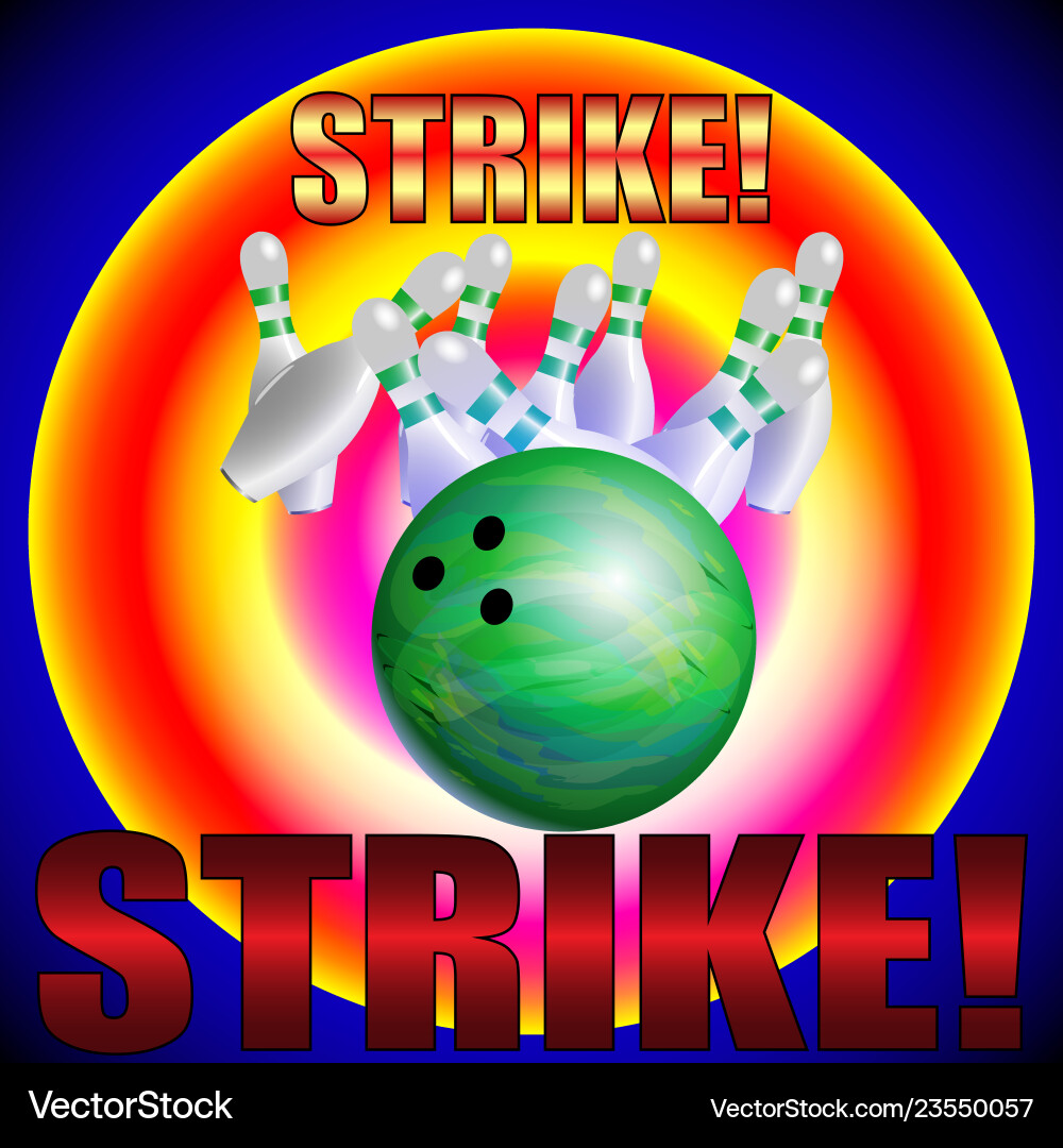 Bowling poster template strike Royalty Free Vector Image