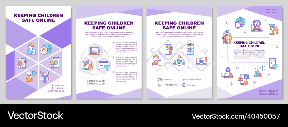Children safety in internet tips brochure template