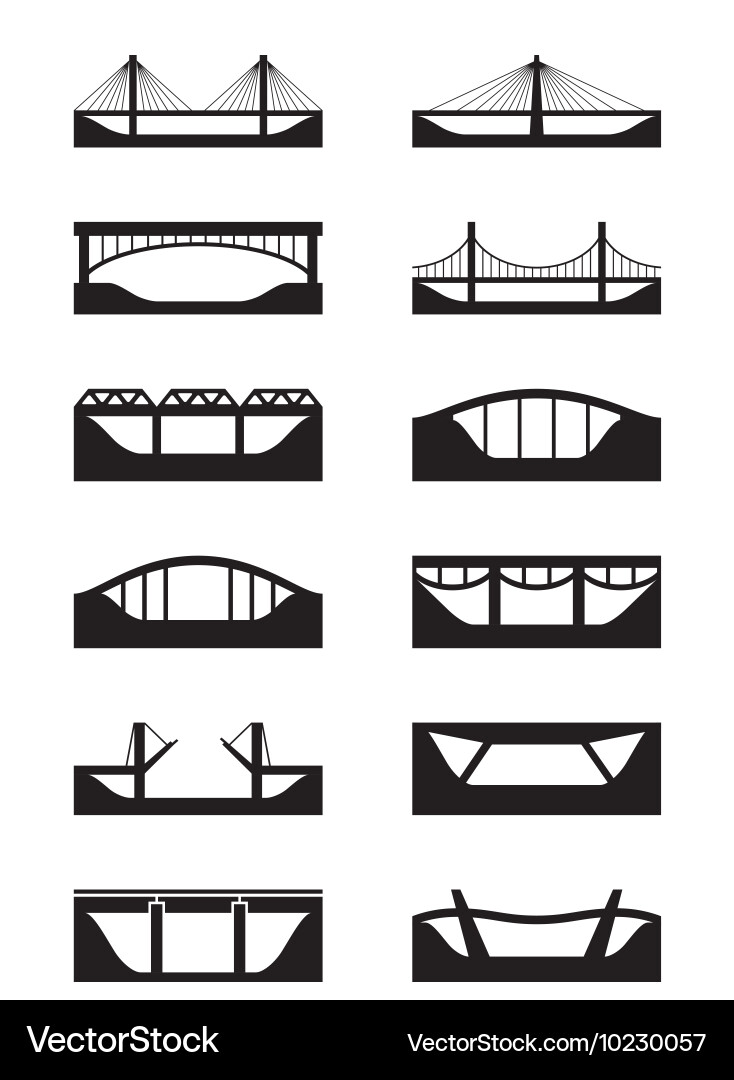 Different types of bridges Royalty Free Vector Image