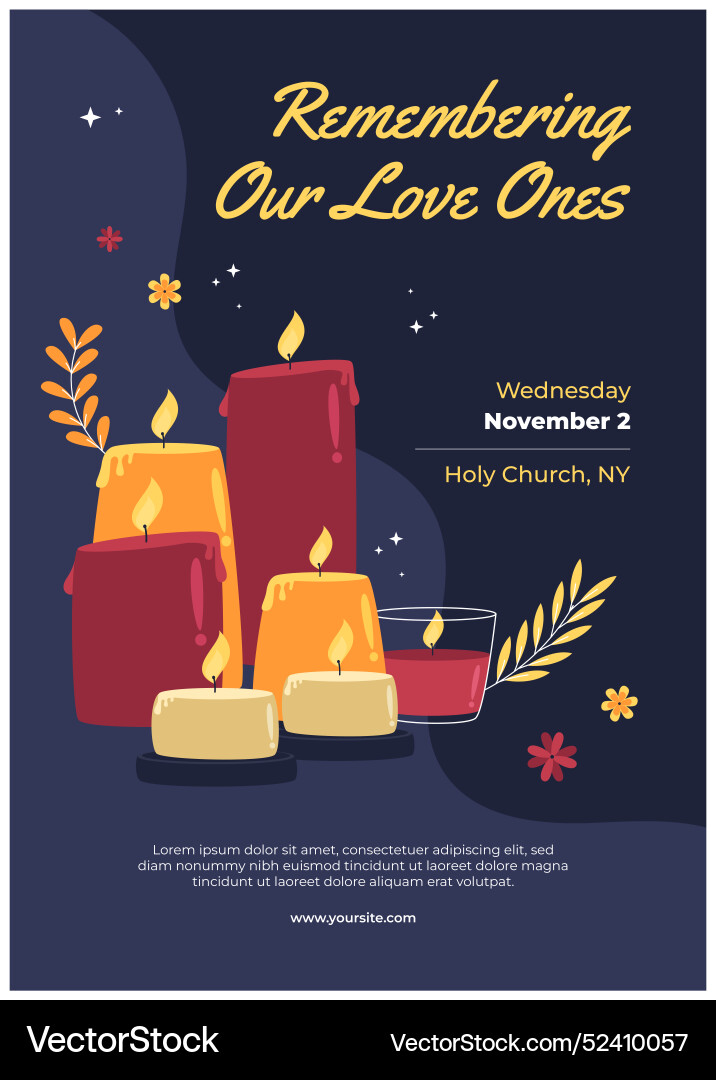 Flat all souls day vertical poster template Vector Image