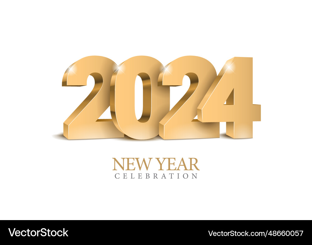 Gold text design 2024 golden 3d numbers Royalty Free Vector