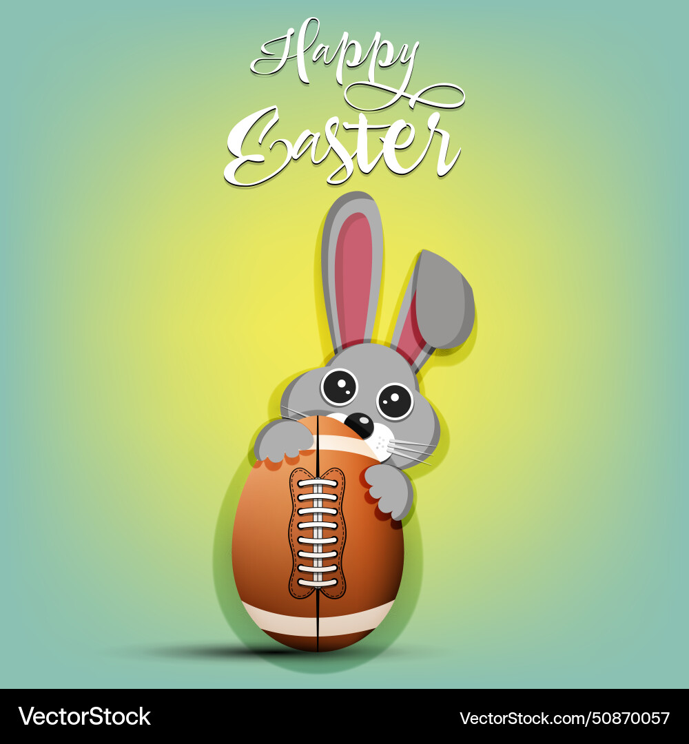 Happy easter rabbit with egg shaped football ball Vector Image