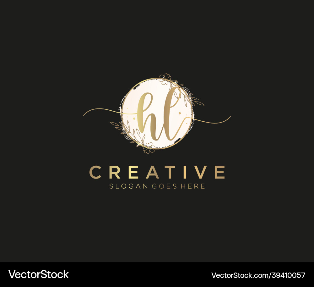 Initial hl feminine logo beauty monogram Vektorbild