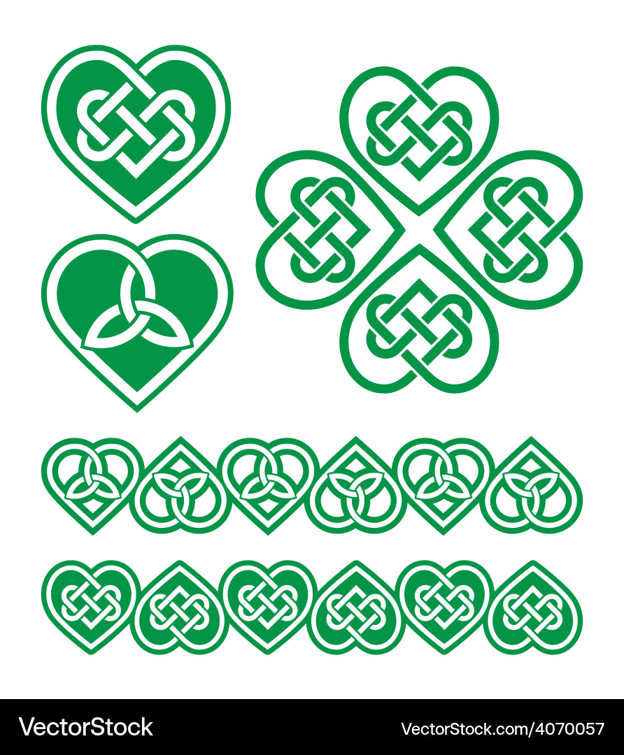 Irish scottish celtic green heart pattern Vector Image
