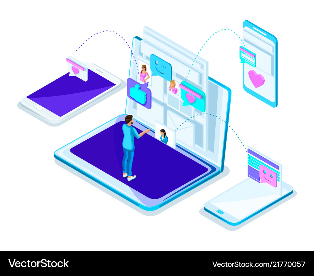 Isometrics a man correspondents in internet Vector Image