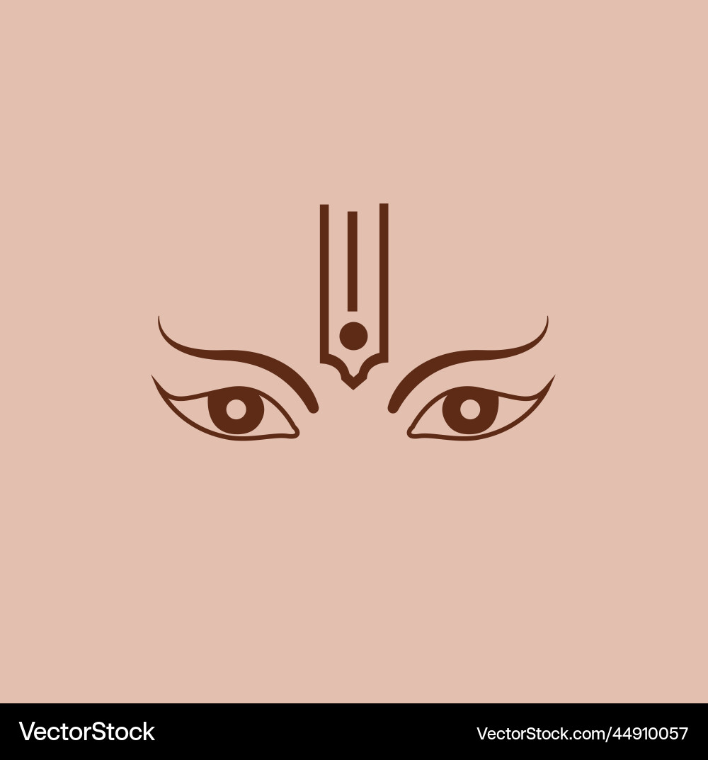 Lord vishnu tilak and eyes icon Royalty Free Vector Image