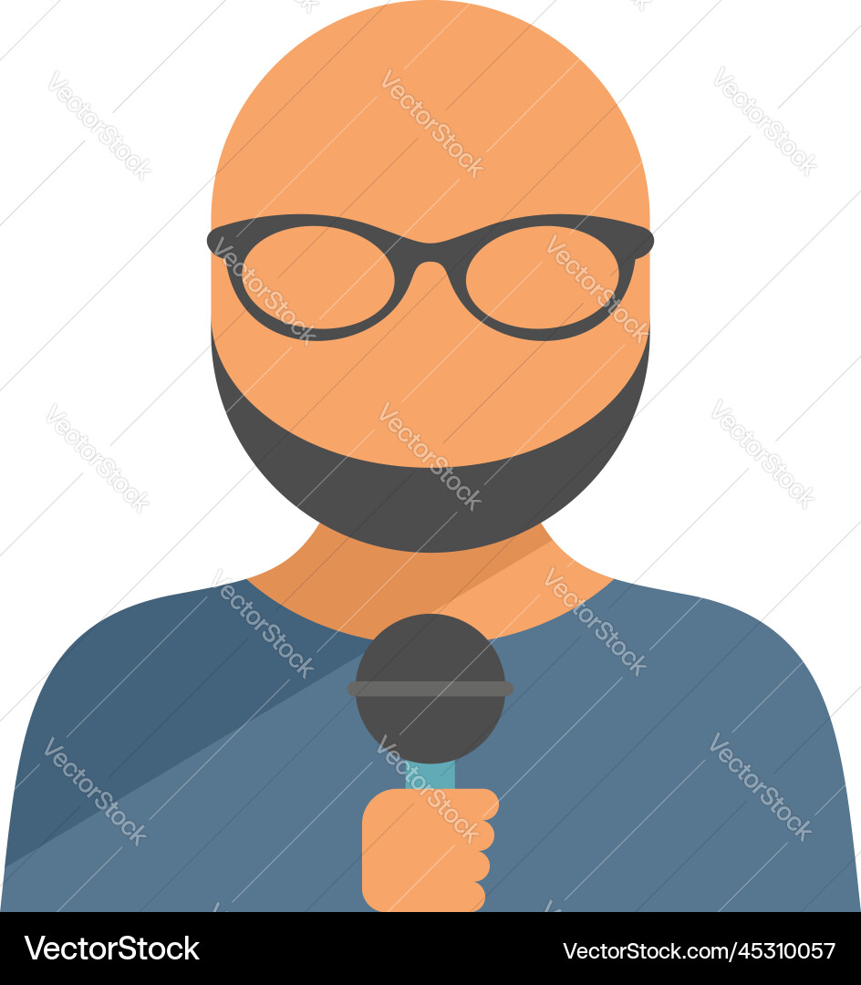 Man journalist icon flat camera tv Royalty Free Vector Image