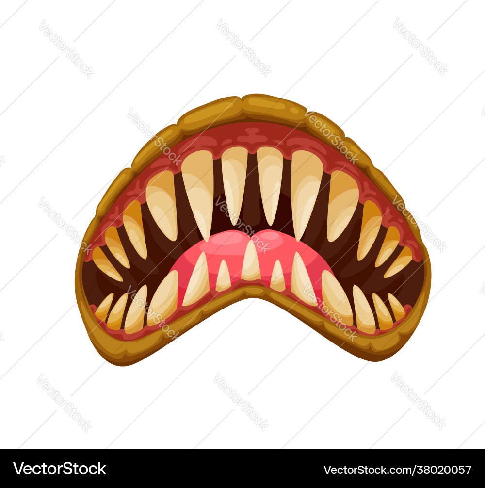 Monster jaws evil mouth with fangs teeth Vector Image