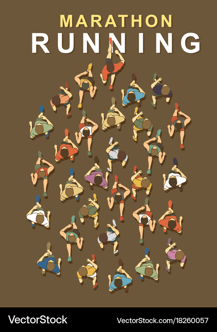 People running top view with text graphic Vector Image