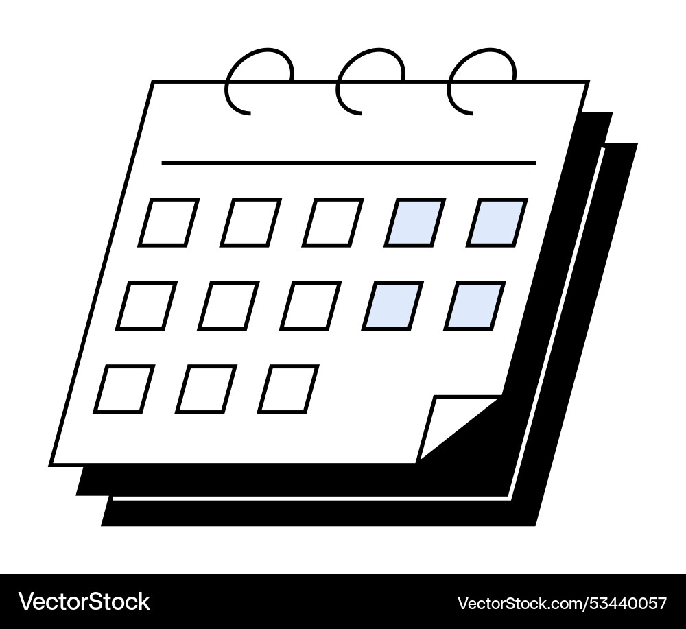 Simple clean calendar with spiral binding and Vector Image