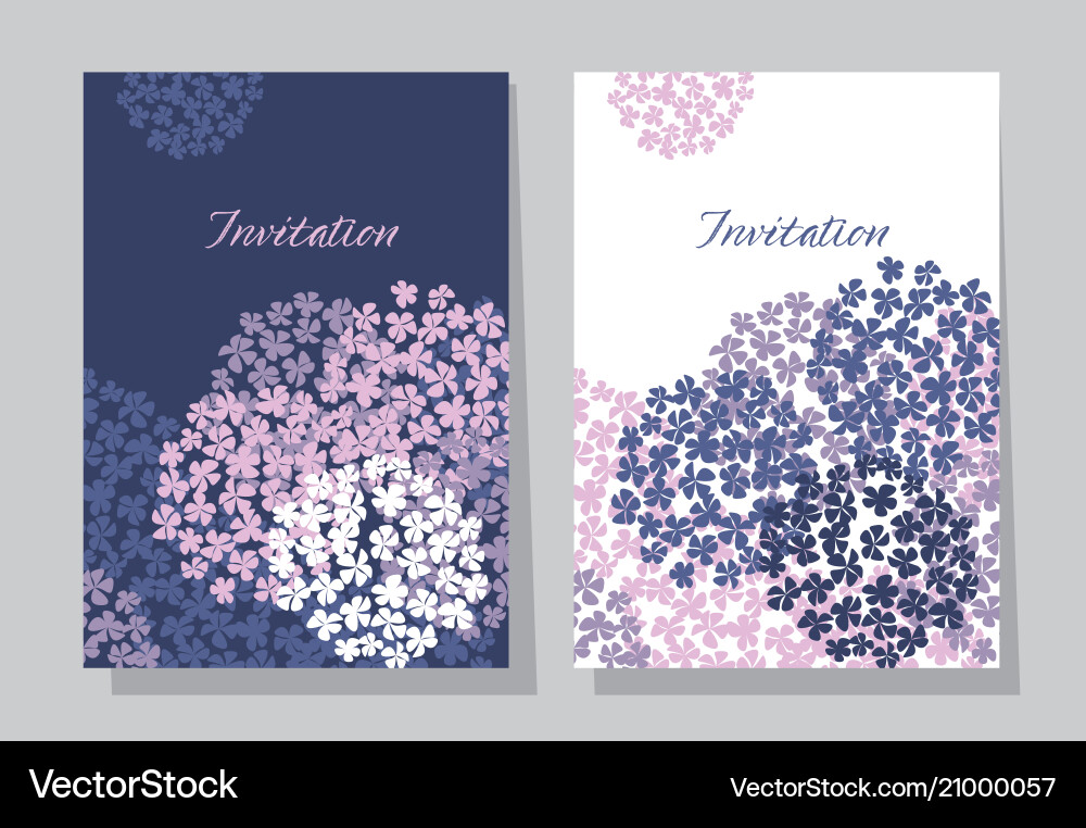 Violet hydrangea round bouquet card template Vector Image