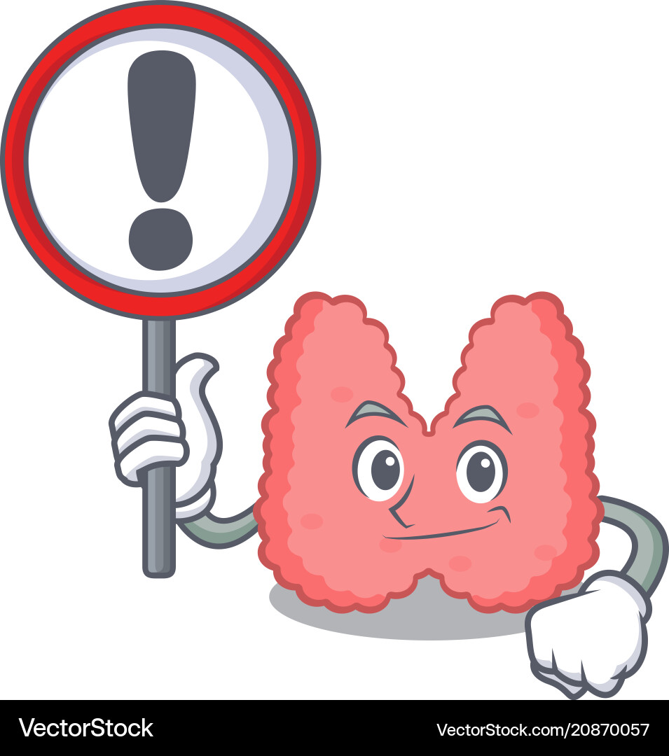 With sign thyroid character cartoon style Vector Image