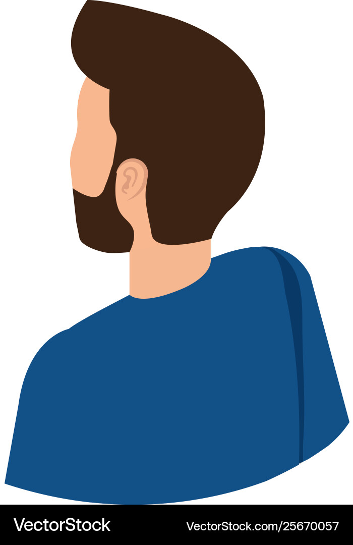 Young man with beard back character Royalty Free Vector