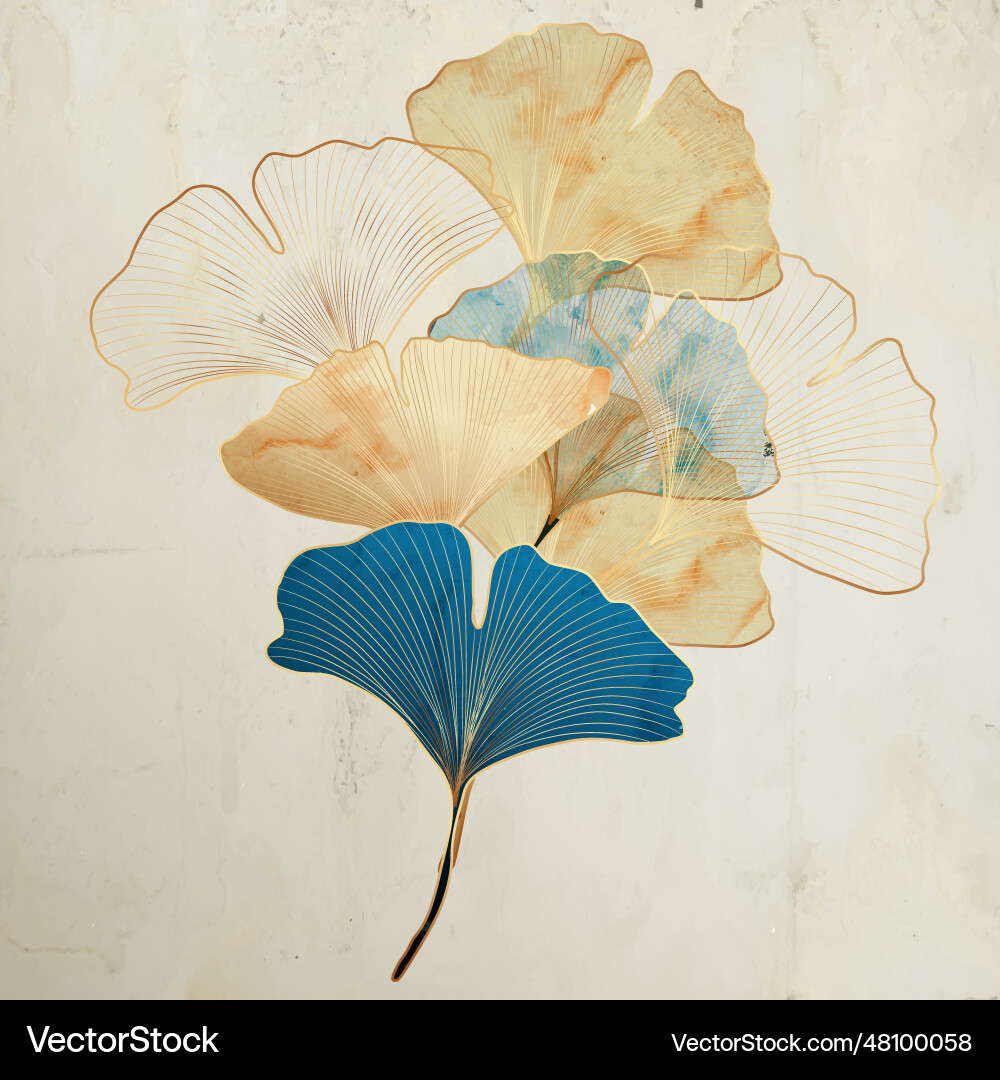 Art background with decorative ginkgo leaves Vector Image