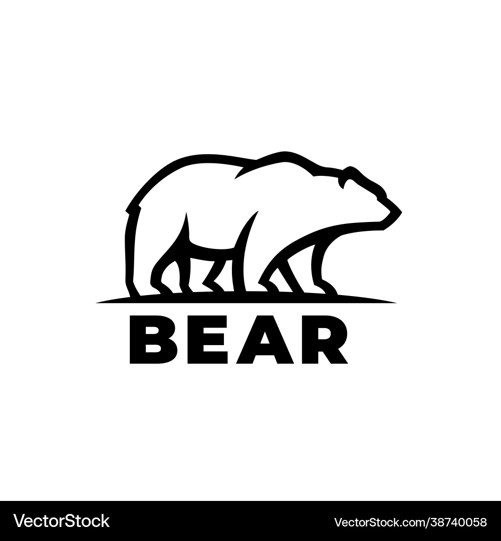 Bear Line Icon - Wildlife Symbol Royalty Free Vector Image