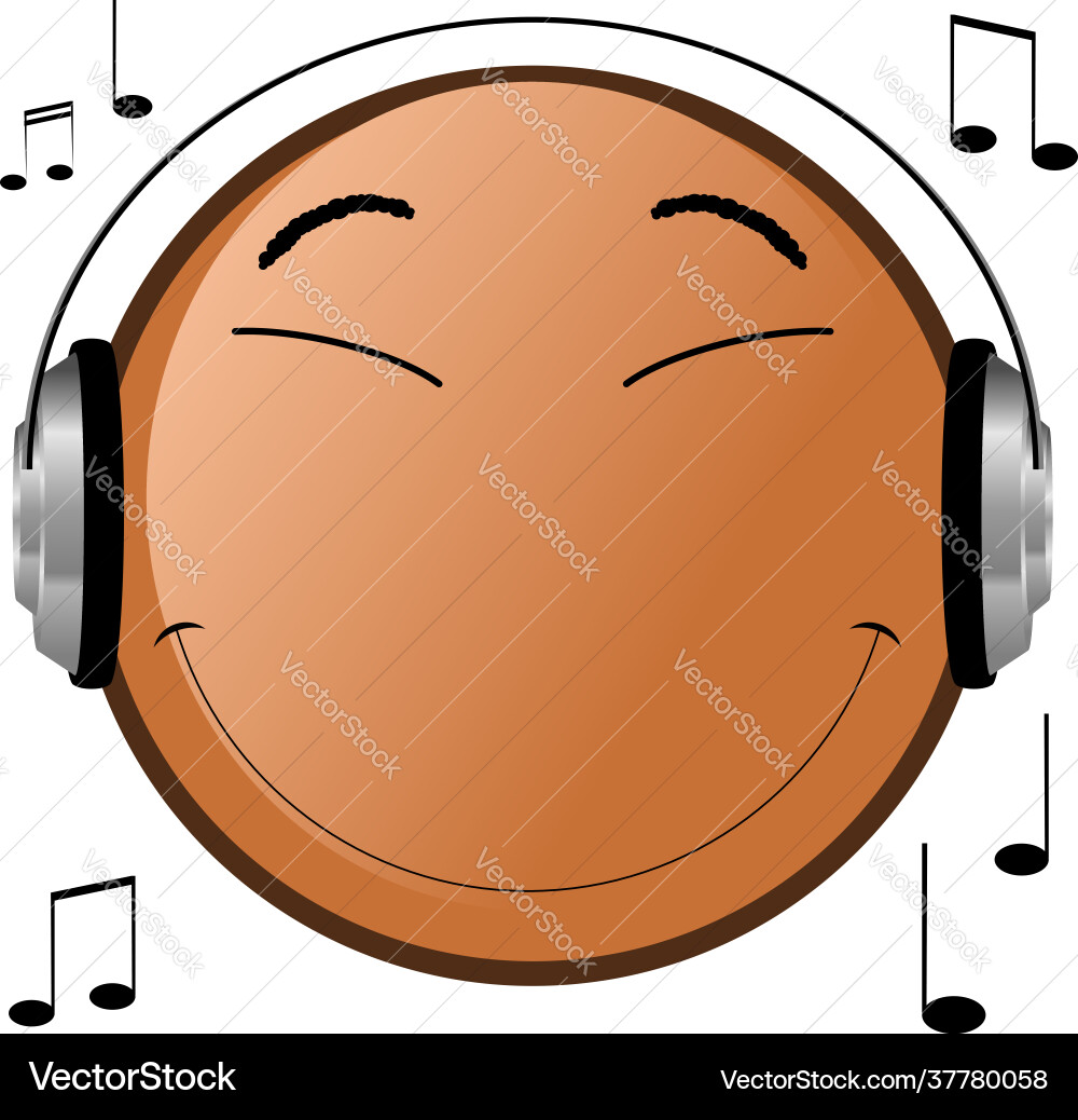 Black emoji emoticon - music Royalty Free Vector Image