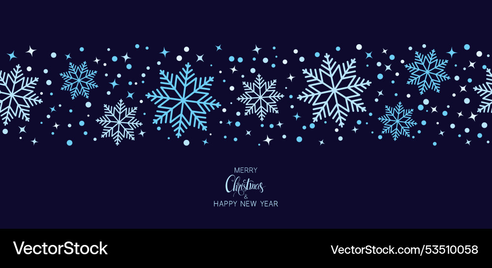 Blue snowflake seamless border Royalty Free Vector Image