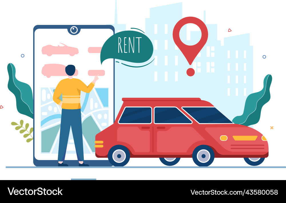 Car rental booking reservation and sharing using Vector Image