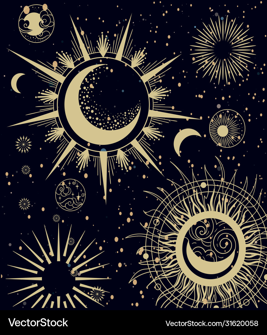 Card design showing moon phases Royalty Free Vector Image