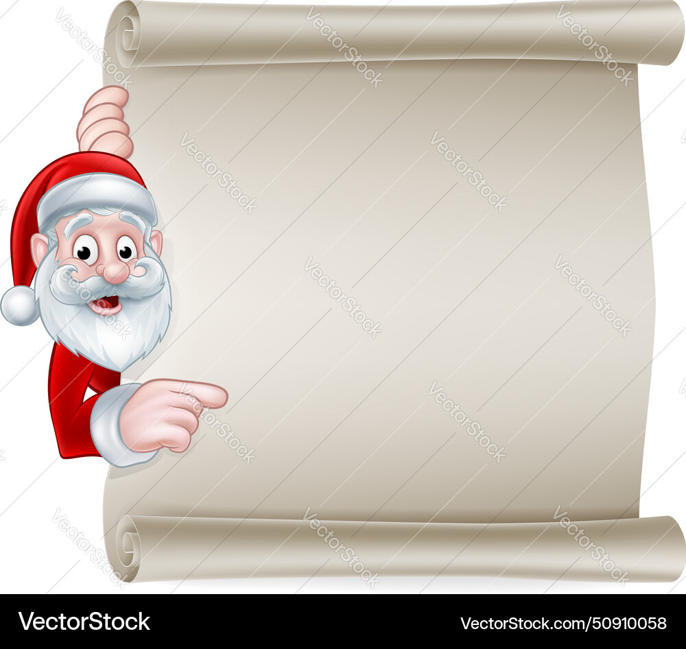 Cartoon santa christmas scroll sign Royalty Free Vector