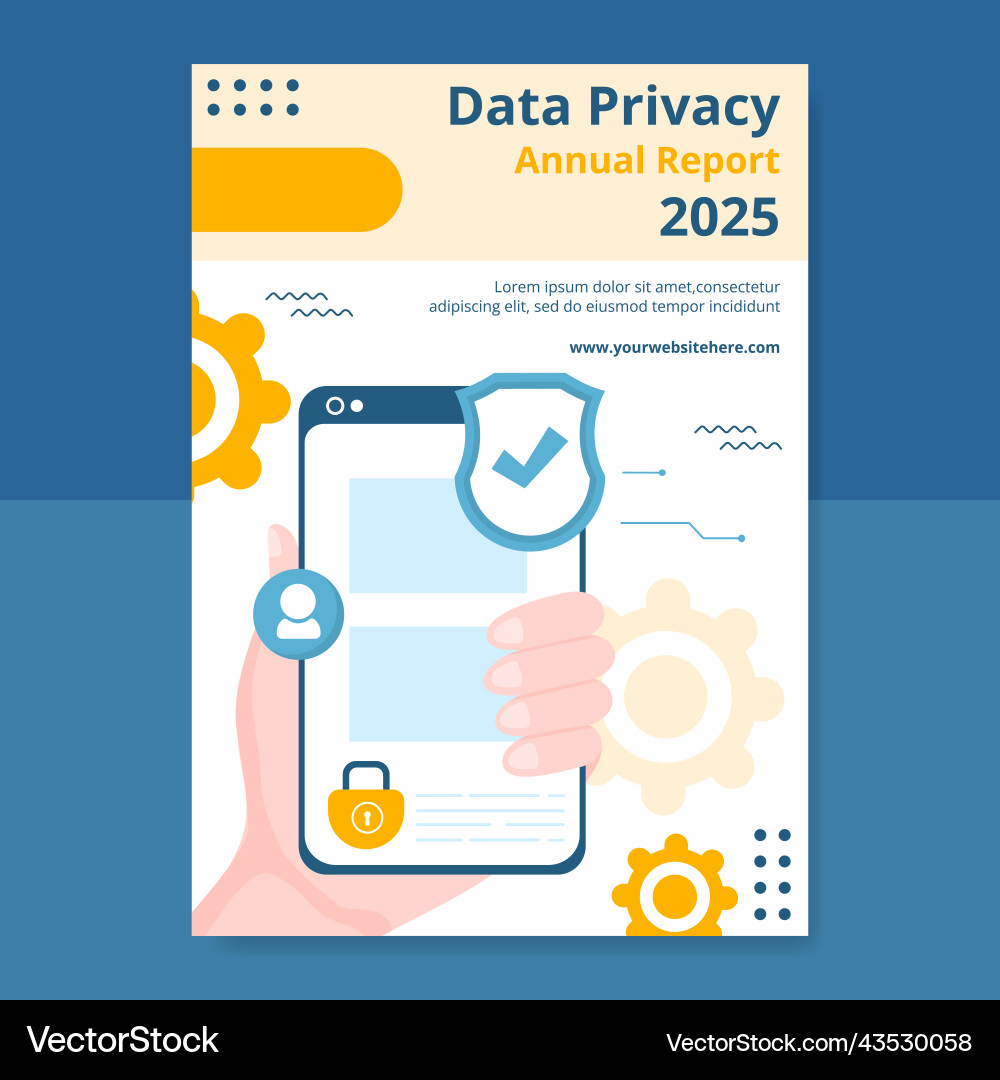 Data privacy annual report template flat cartoon Vector Image