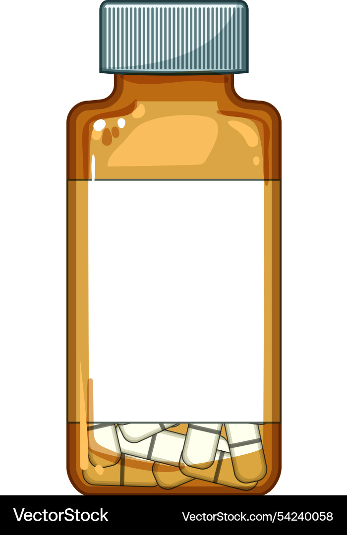 Dosage pill bottle cartoon Royalty Free Vector Image