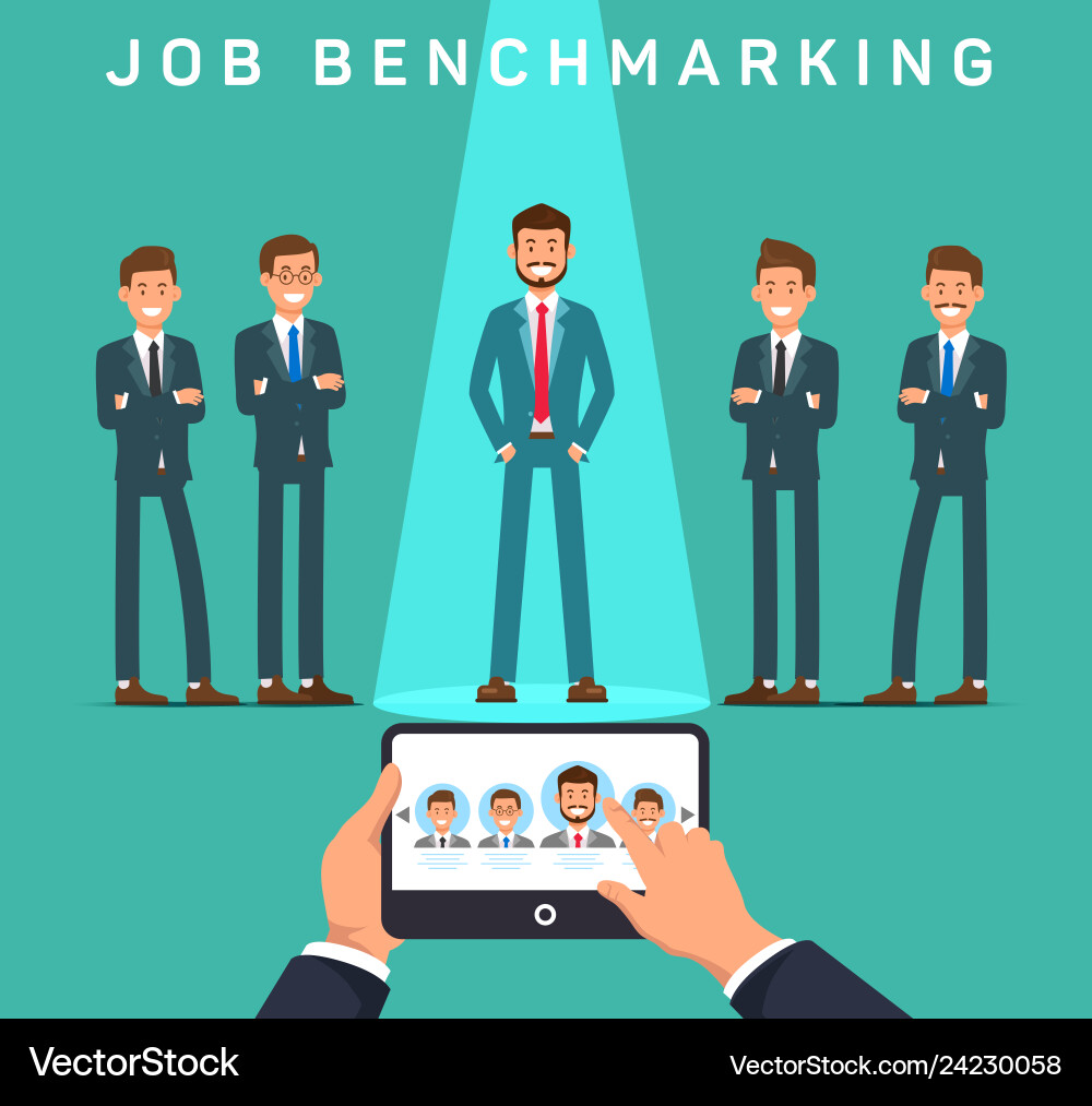 Flat banner job benchmarking Royalty Free Vector Image