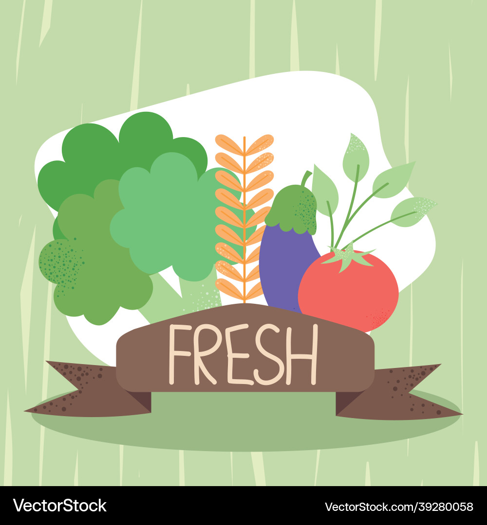 Fresh produce and ribbon Royalty Free Vector Image