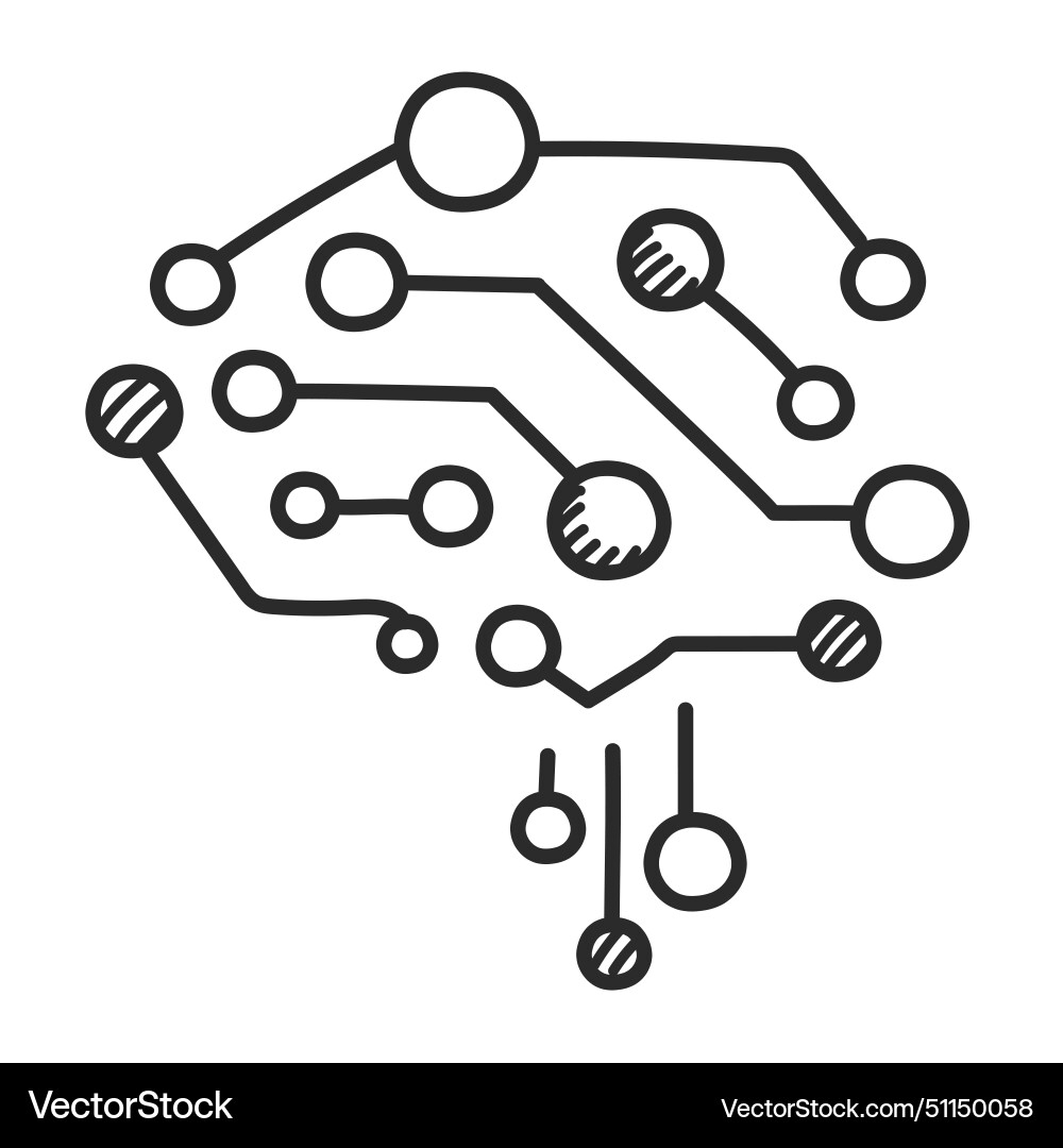 Generative artificial intelligence doodle icon Vector Image
