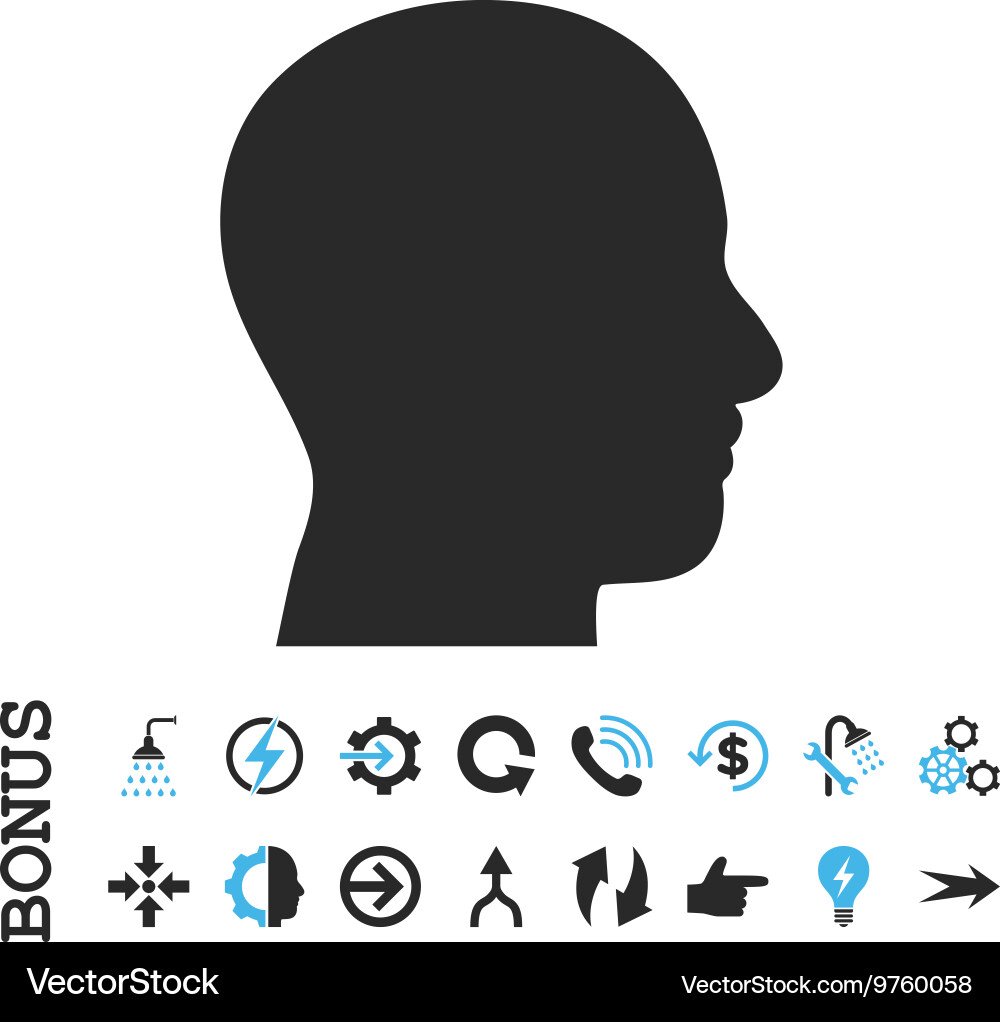 Head profile flat icon with bonus Royalty Free Vector Image