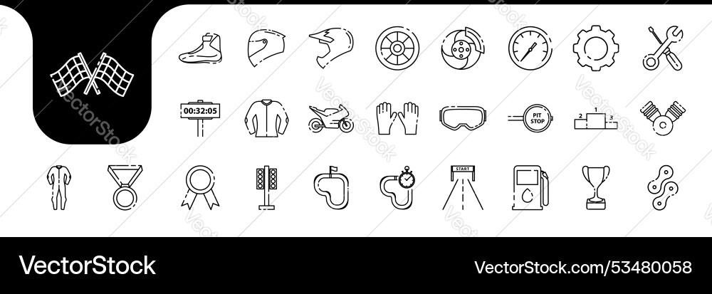 Motorcycle racing line icon set collection design Vector Image