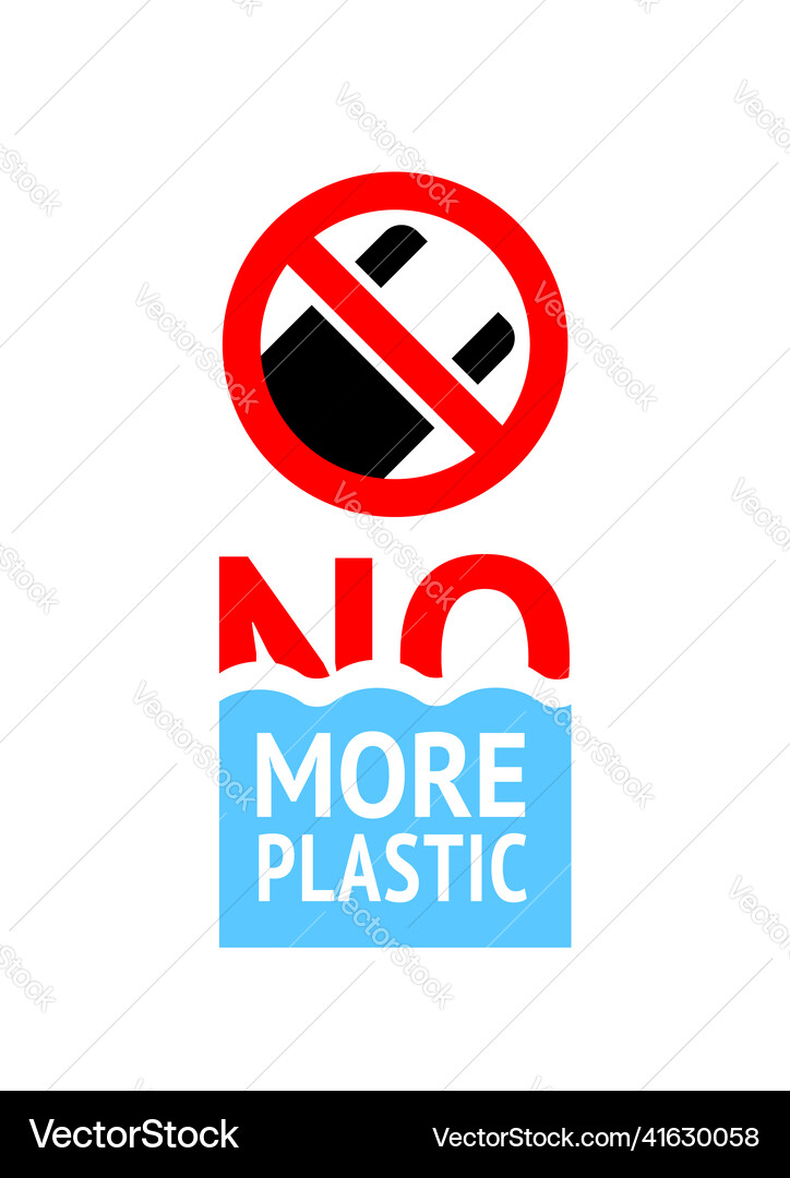 No more plastic forbidden banner prohibited label Vector Image