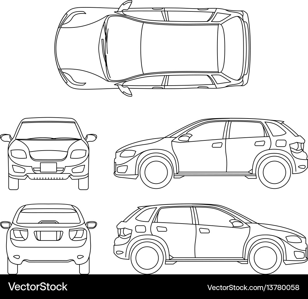 Offroad SUV Blueprint Royalty Free Vector Image