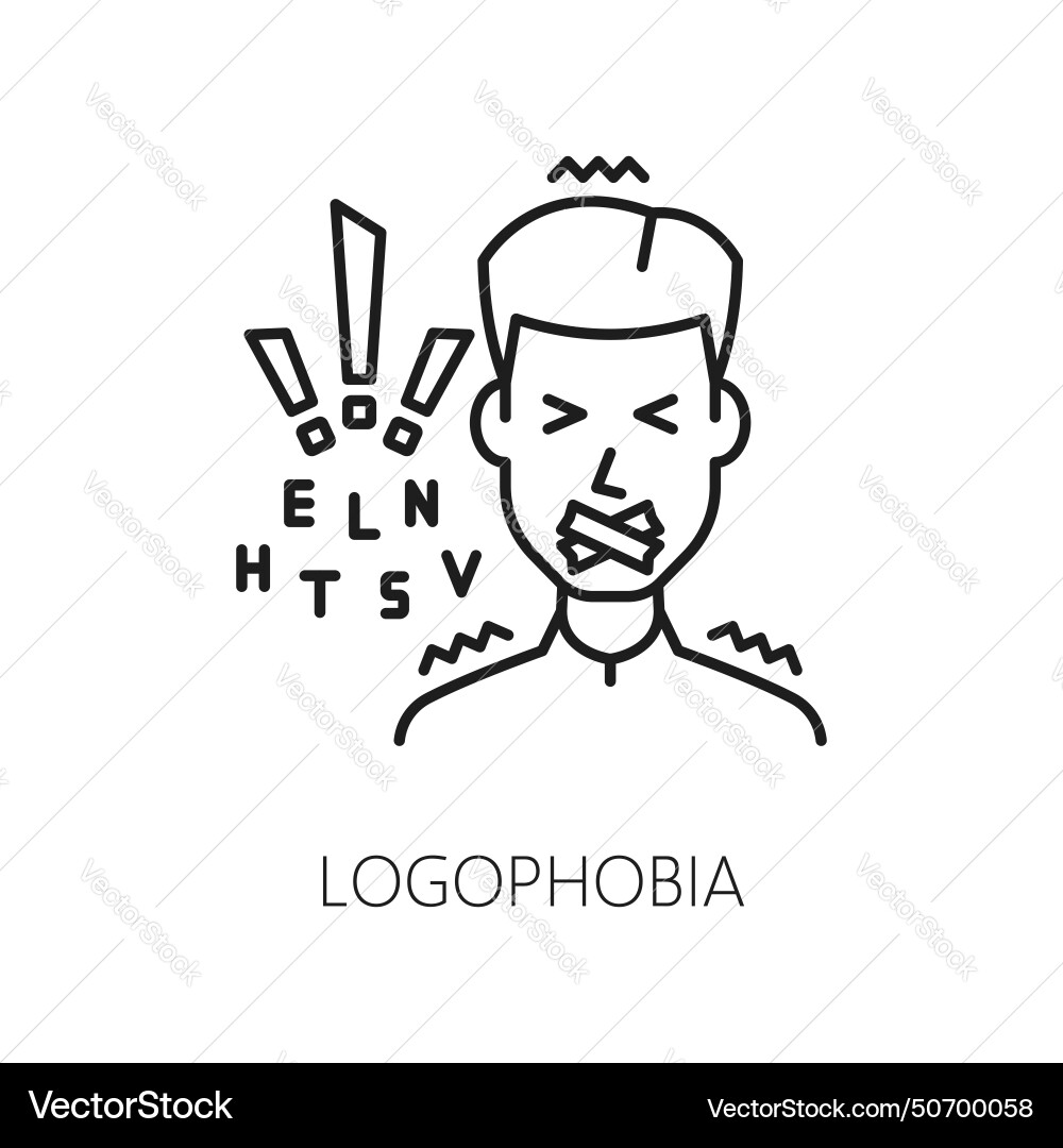 Psychology problems logophobia phobia icon Vector Image