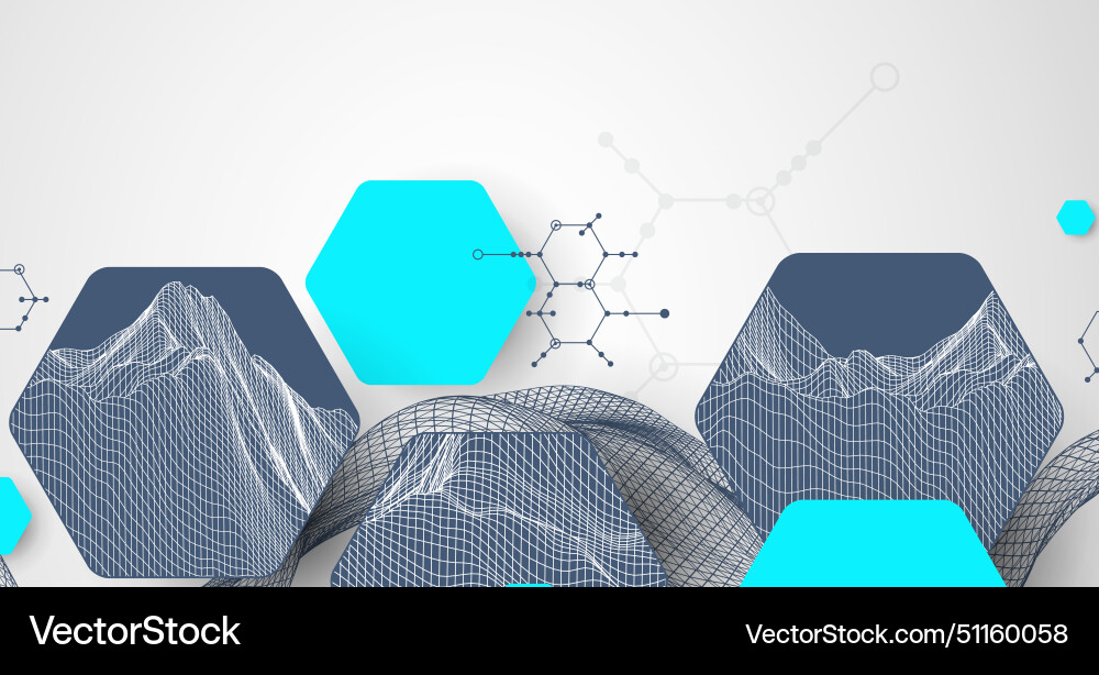 Scientific and technological background wireframe Vector Image